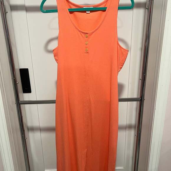 VENUS | Dresses | Venus Orange Linen Midi Dress | Poshmark